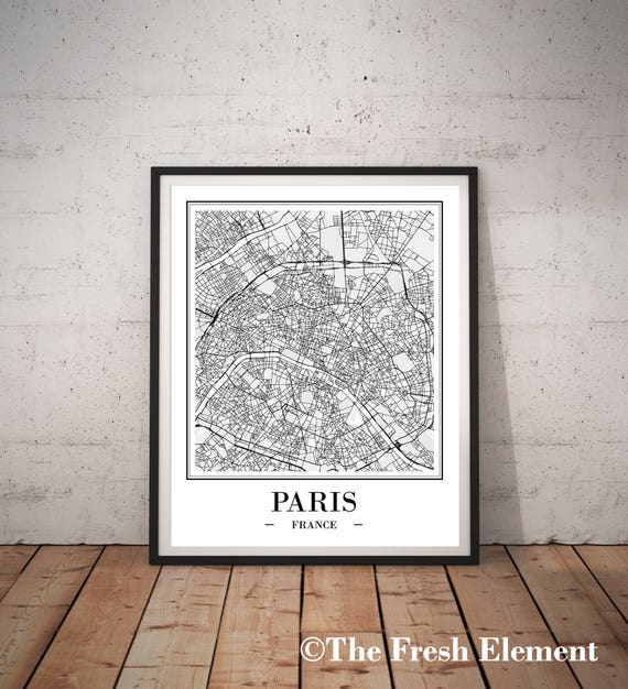 Paris Map Print DIGITAL DOWNLOAD Paris City Map of Paris Print