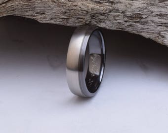Titanium ring with a domed shape and brushed finish mens