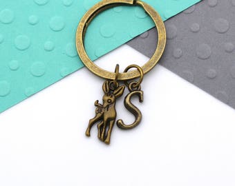 Gold Deer Keychain SMALL Deer Keyring Custom Keyring