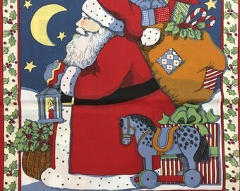 Vintage santa fabric | Etsy