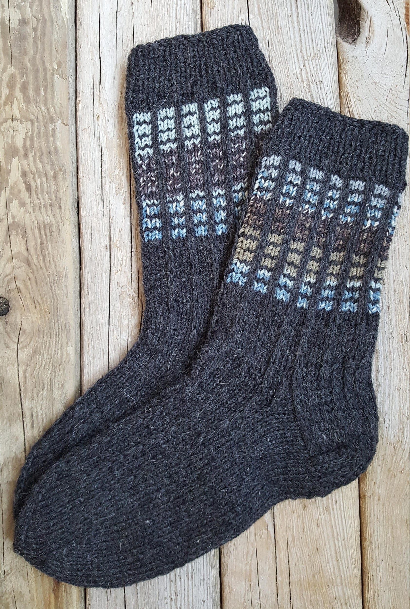 Hand Knit Wool Socks Grey Wool Socks for Men Mens Socks
