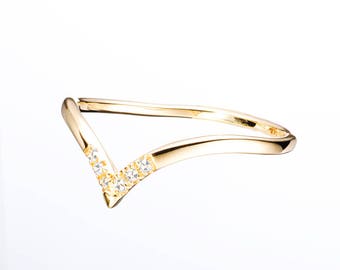 V shaped ring | Etsy