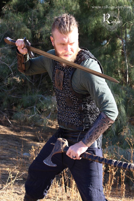 Leather chainmail Viking armor Ragnar hand-woven