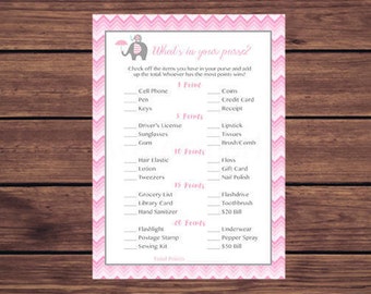 Baby Owl What's in Your Purse Baby Shower Game Shower