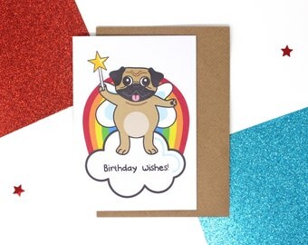 Pug card | Etsy