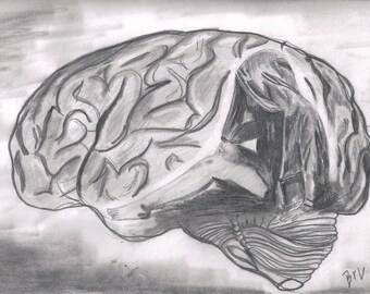 Brain drawing | Etsy