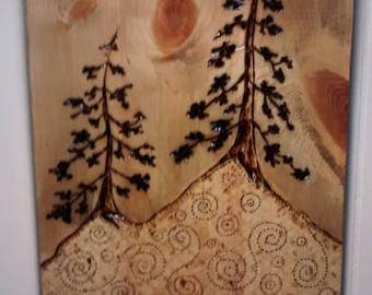 Pyrography landscape | Etsy
