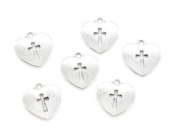 Heart cross charm | Etsy