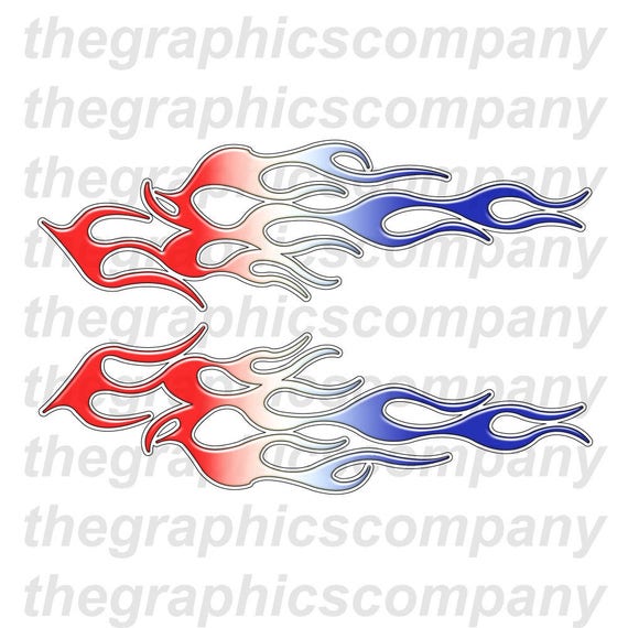 Red White Blue Flames 12 Decal Stickers Graphics 3M