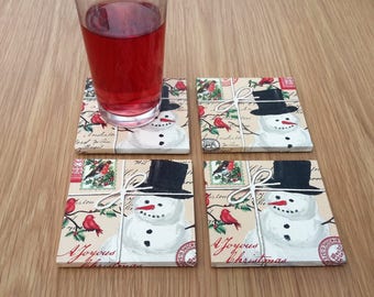 Snowman coasters | Etsy