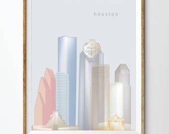 Houston Map Art Houston Art Print Houston Neighborhood Map