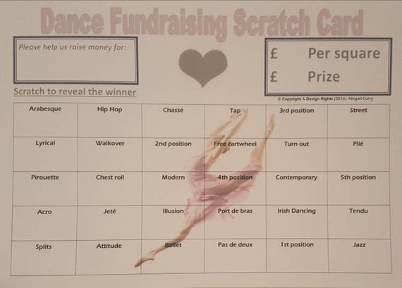 Dance Fundraising Scratch Card