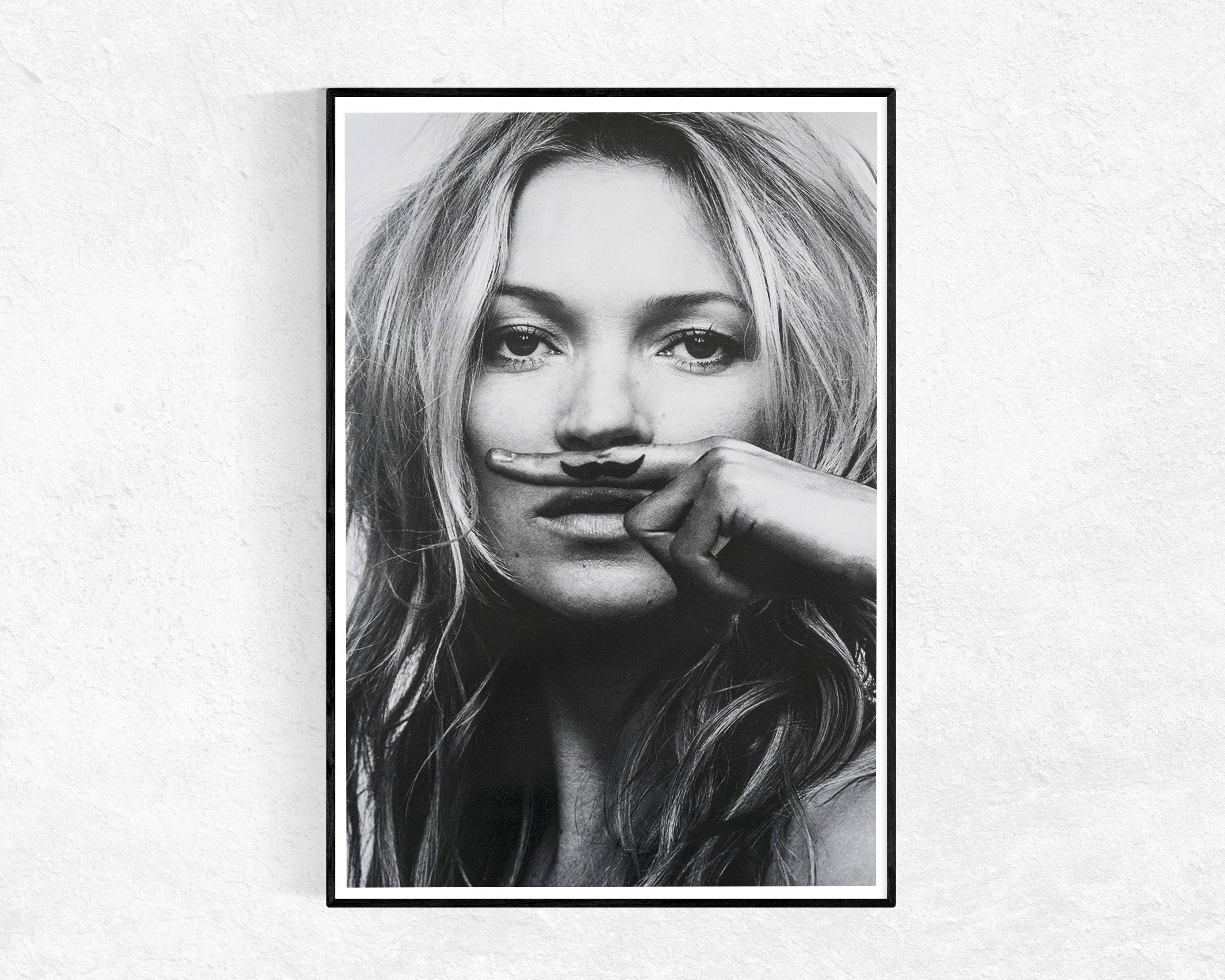 Kate Moss Moustache PRINT Fashion Poster Portrait Poster