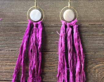 Sari silk earrings | Etsy