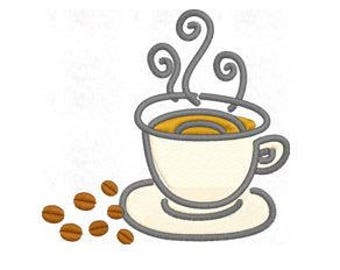 Coffee embroidery | Etsy