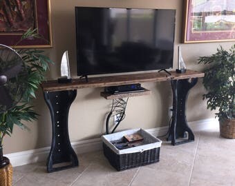 Industrial TV Stand Iron and Wood for 46 to 52