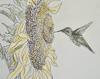 Sunflower drawing | Etsy