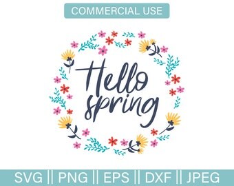 Hello spring svg | Etsy