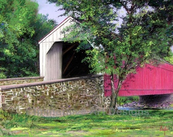 Covered bridge art | Etsy