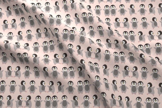 Penguin Fabric Just Penguins On Pink By Heleenvanbuul Pink