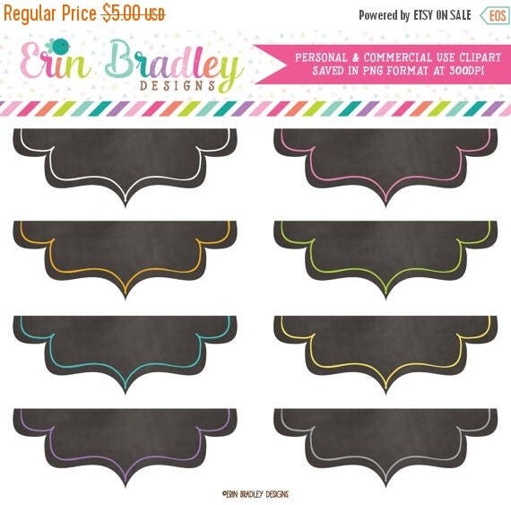 80% OFF SALE Chalkboard Clip Art Frames Clipart Labels