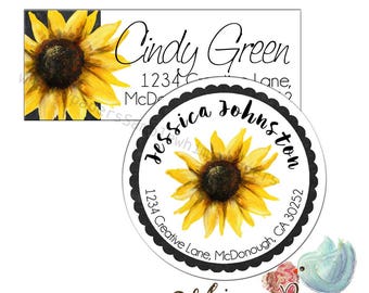 Sunflower labels | Etsy