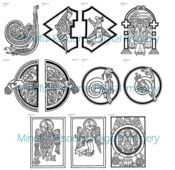 Book of Kells Digital Coloring Page Celtic Designs Printable