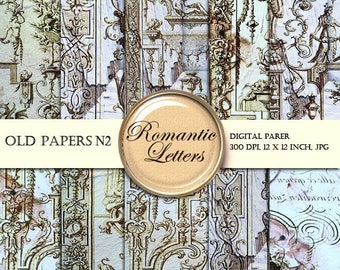 Sale 60% Old Paper digital scrapbook paper pack Steampunk