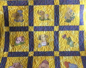 Elephant baby quilt | Etsy