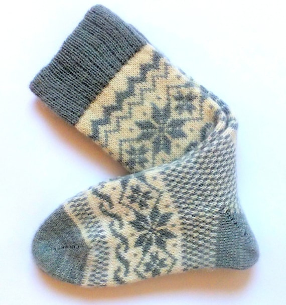 Classic Scandinavian Wool Socks with patterns. Women and Men