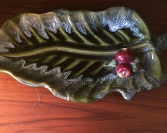 Wade of California Green Leaf with Apples Serving Tray