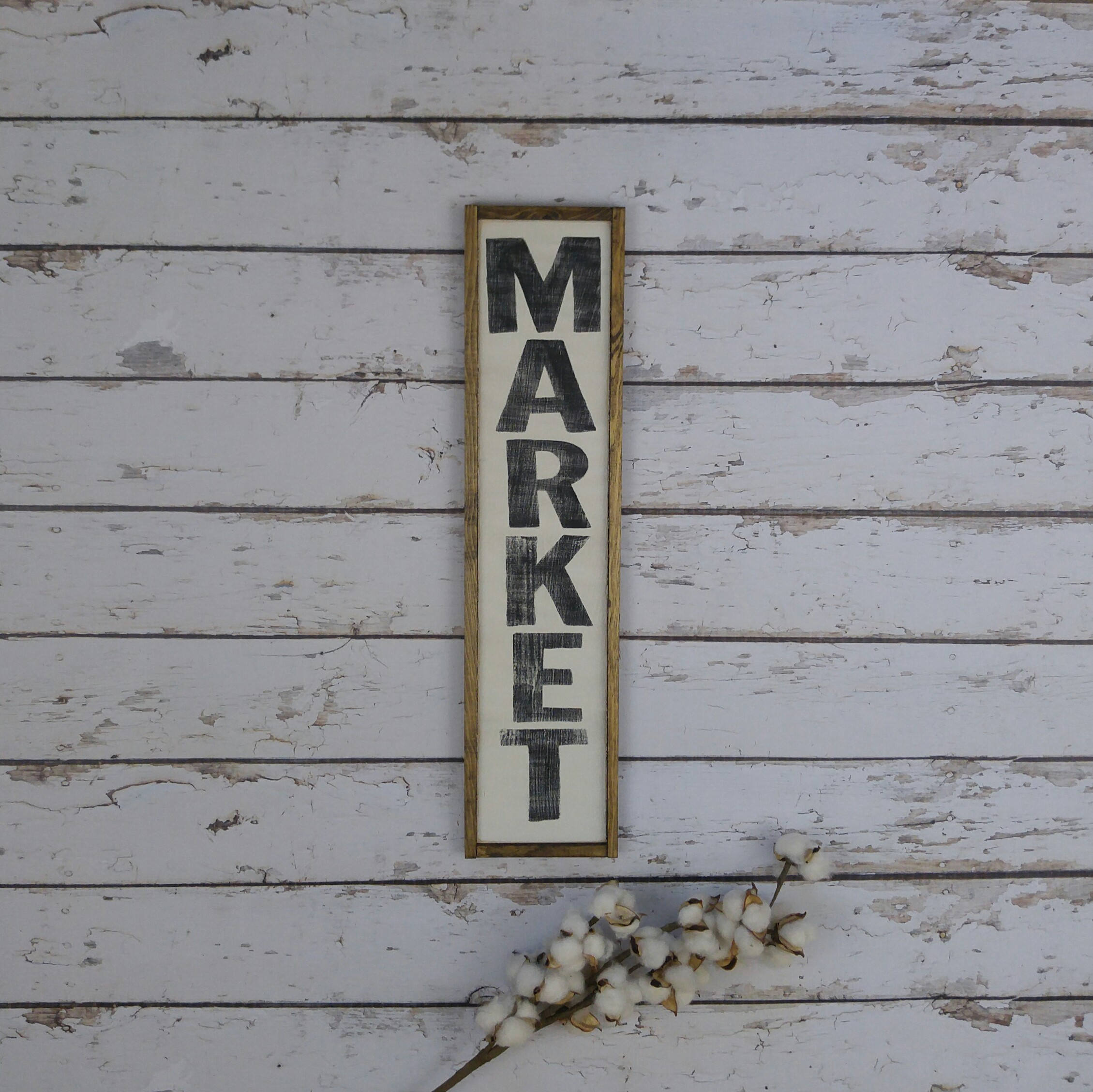 Vertical Wood Sign Custom Wood Sign Market Sign Laundry