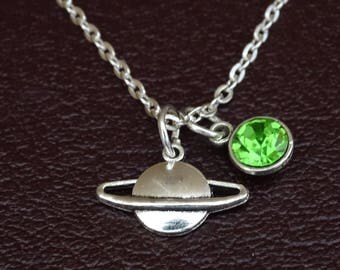 Sterling Silver Saturn Charm Necklace Saturn Outer Space