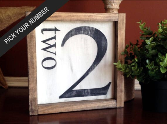 Rustic Number Framed Farmhouse Style Painted Wall Sign