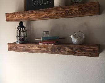 Floating wood shelf | Etsy