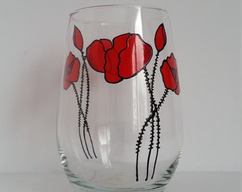 Poppy wine glass | Etsy