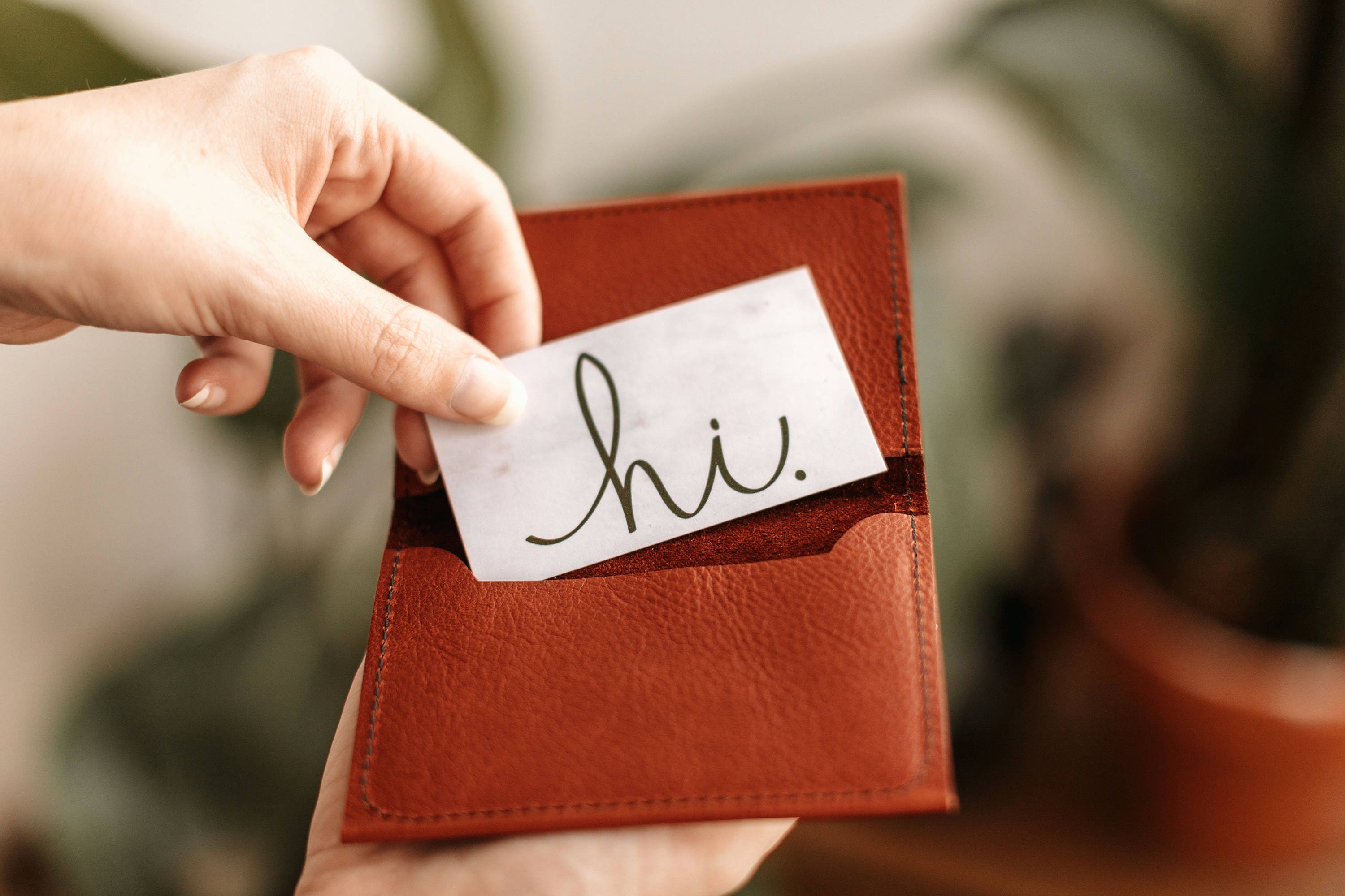 Leather Fold Wallet. Leather Card Case. Metallic Wallet.