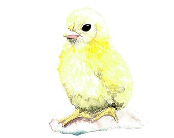 Baby Chick Art Baby Chicken Print. Farm Nursery Art Barn