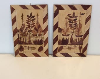 Inlaid wood art | Etsy