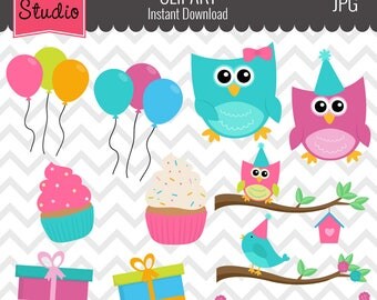 Birthday owl clipart | Etsy
