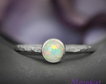 Simple opal ring | Etsy