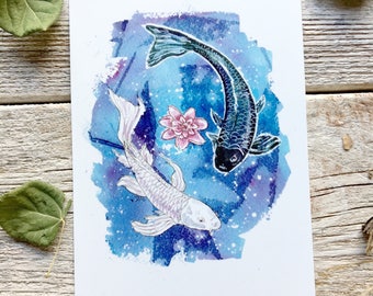 Koi fish art | Etsy