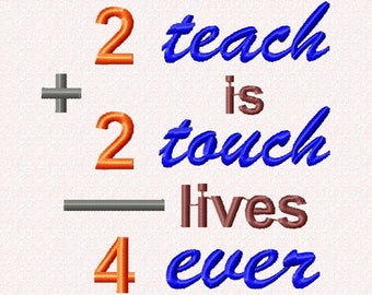 ITH Mug Rug Embroidery Design To Teach is to Touch Lives