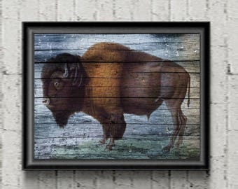 Bison 8X10 Print of my original ink painting animal painting