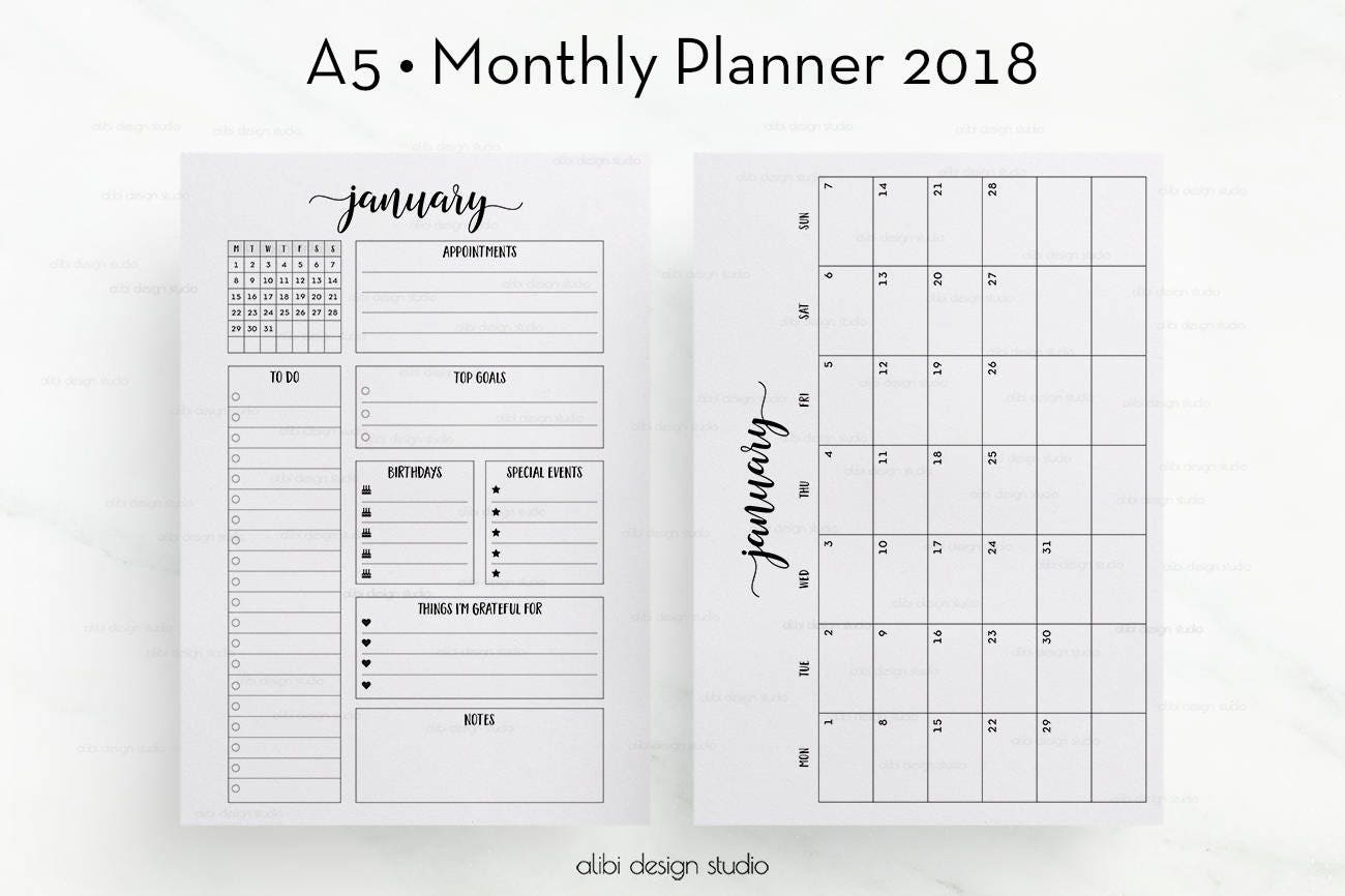 Weekly Planner A5 Planner Insert Productivity Planner Weekly Planner 