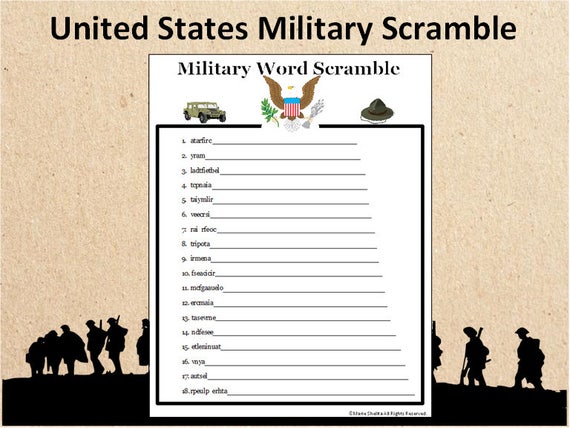 Printable United States Military Word Scramble GameDigital