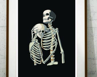 Praying Anatomical Skeleton Art Print Vintage Skeleton