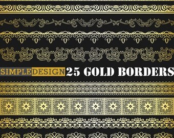 Gold border clipart | Etsy