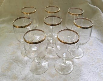 Gold rim stemware | Etsy