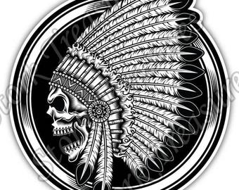 Indian skull decal | Etsy